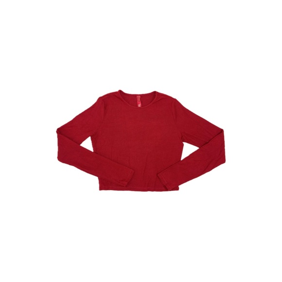 SKIMS | Tops | Skims Ribbed Modal Spandex Long Sleeve Top In Ruby Red ...